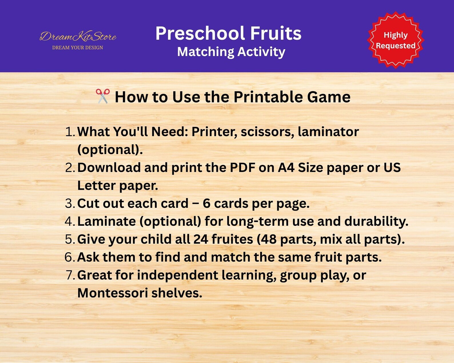 Fruit Matching Activity for Toddler – Learning Preschool Activities ...