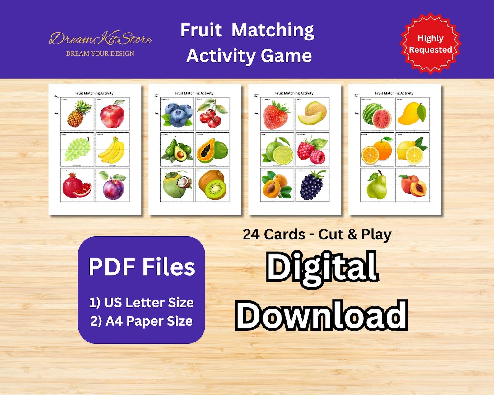 Fruit Matching Activity for Toddler – Learning Preschool Activities ...