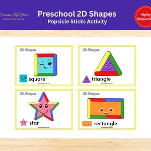 Popsicle Stick Shapes Activity: Montessori Preschool Printable (A4/US ...