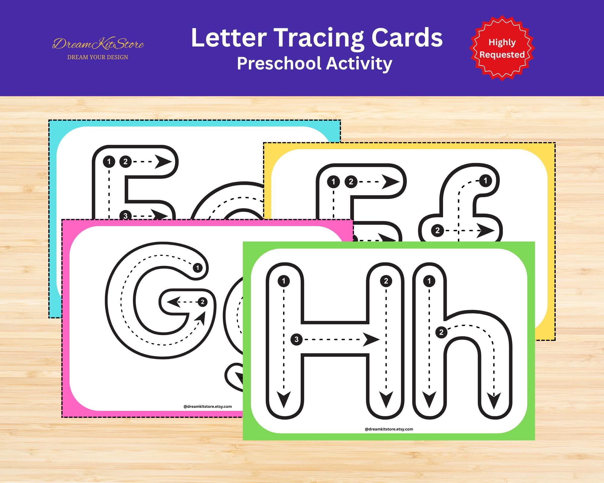 Preschool Alphabet Letter Tracing Cards: ABC Printable Card for ...
