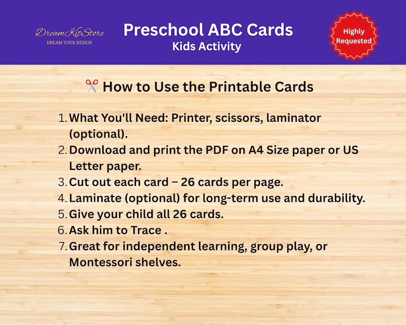 Preschool Alphabet Letter Tracing Cards: ABC Printable Card for ...