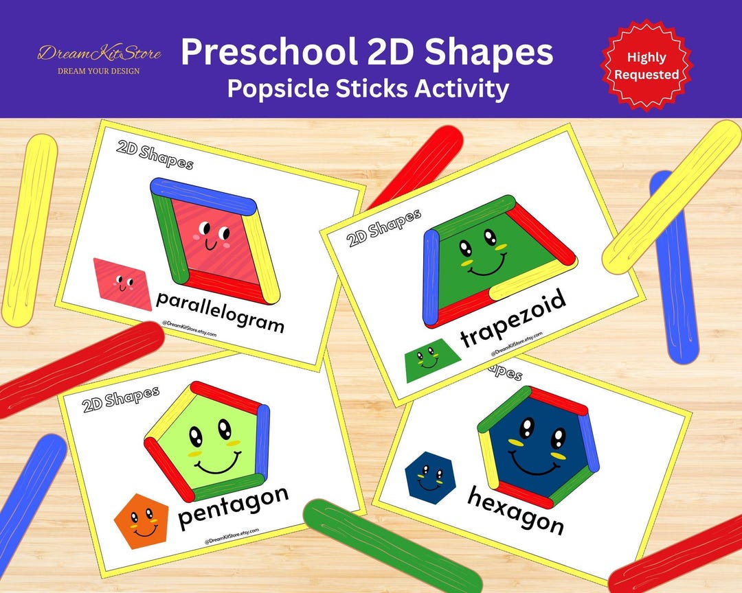 Popsicle Stick Shapes Activity: Montessori Preschool Printable (A4/US ...