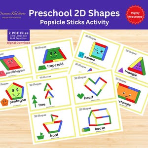 Popsicle Stick Shapes Activity: Montessori Preschool Printable (A4/US ...