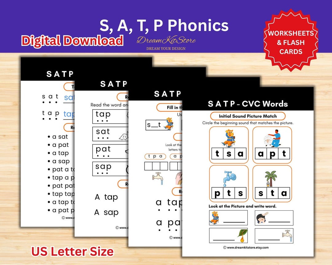 SATP Phonics Worksheets | Letter Sounds, CVC Words (digital Download ...
