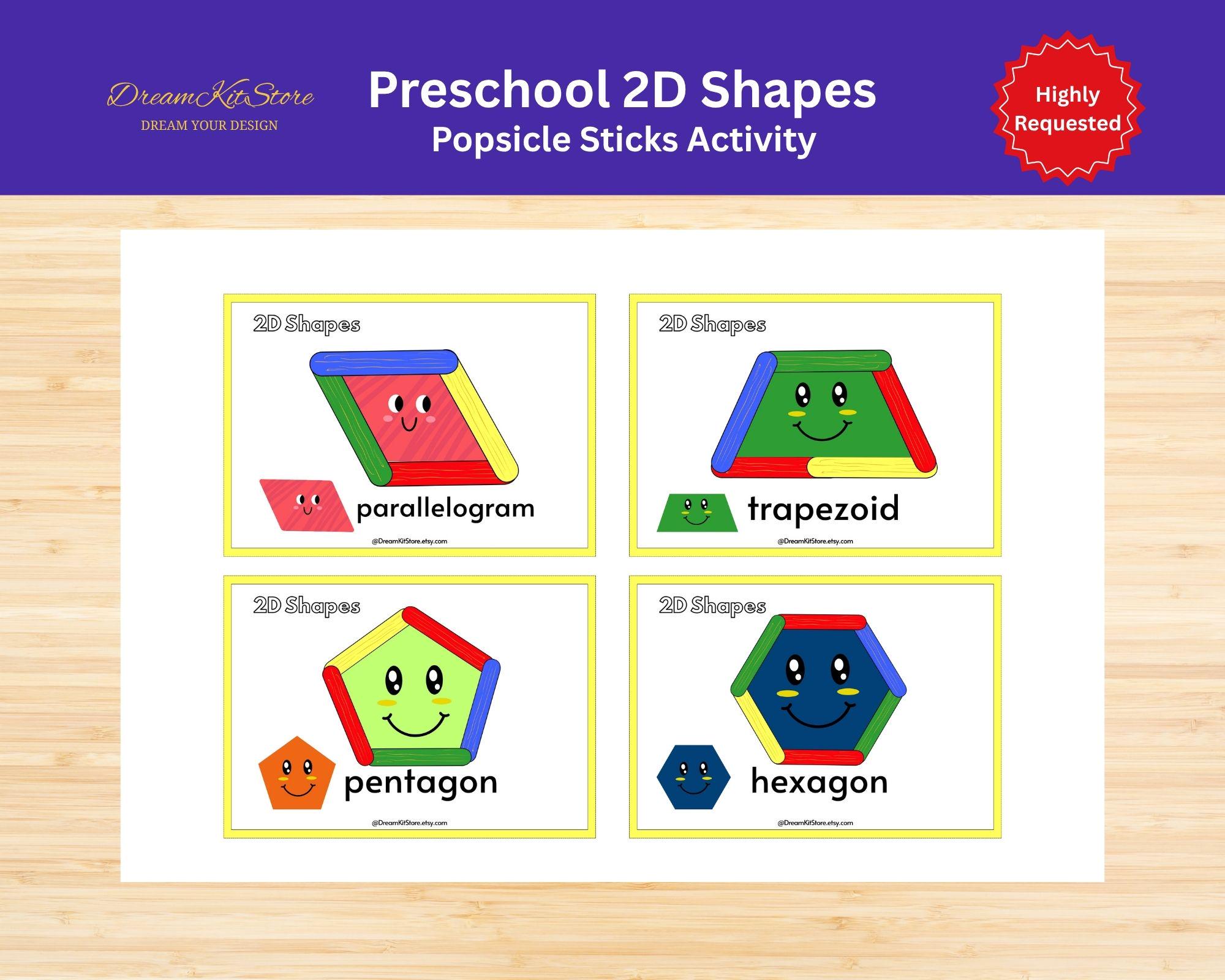 Popsicle Stick Shapes Activity: Montessori Preschool Printable (A4/US ...