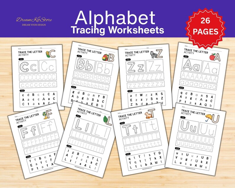 Alphabet Tracing Worksheets Printable | Letters A - Z, Learning ...