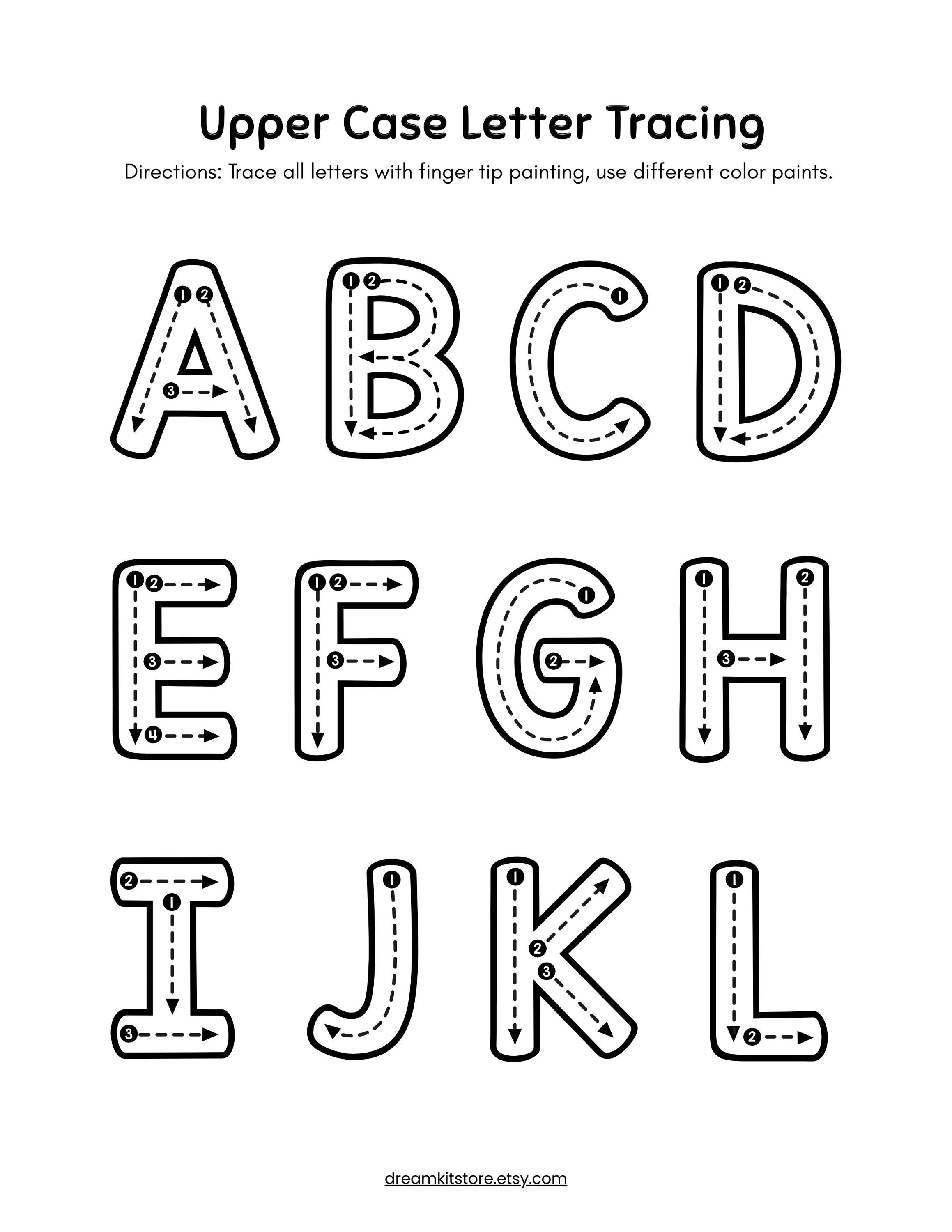 Large Alphabet Printable A-Z Tracing With Tip Painting, Uppercase ...