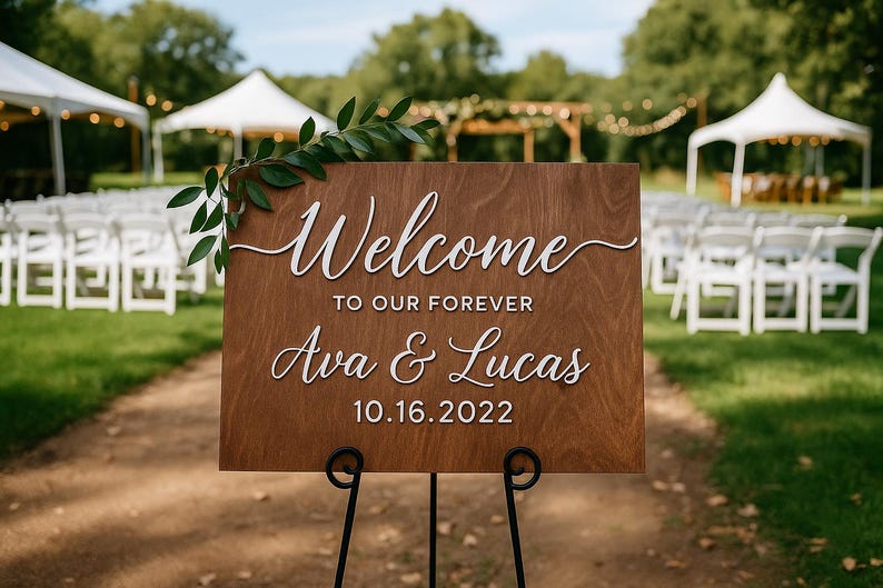 Personalized Wedding Welcome Sign, Wooden Wedding Sign, Rustic Wedding ...
