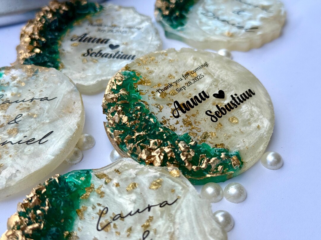 Personalized Green Epoxy Wedding Magnet Favor - Etsy