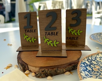 Wooden Rattan Number With Stand, Wooden Table Number, Rustic Table ...