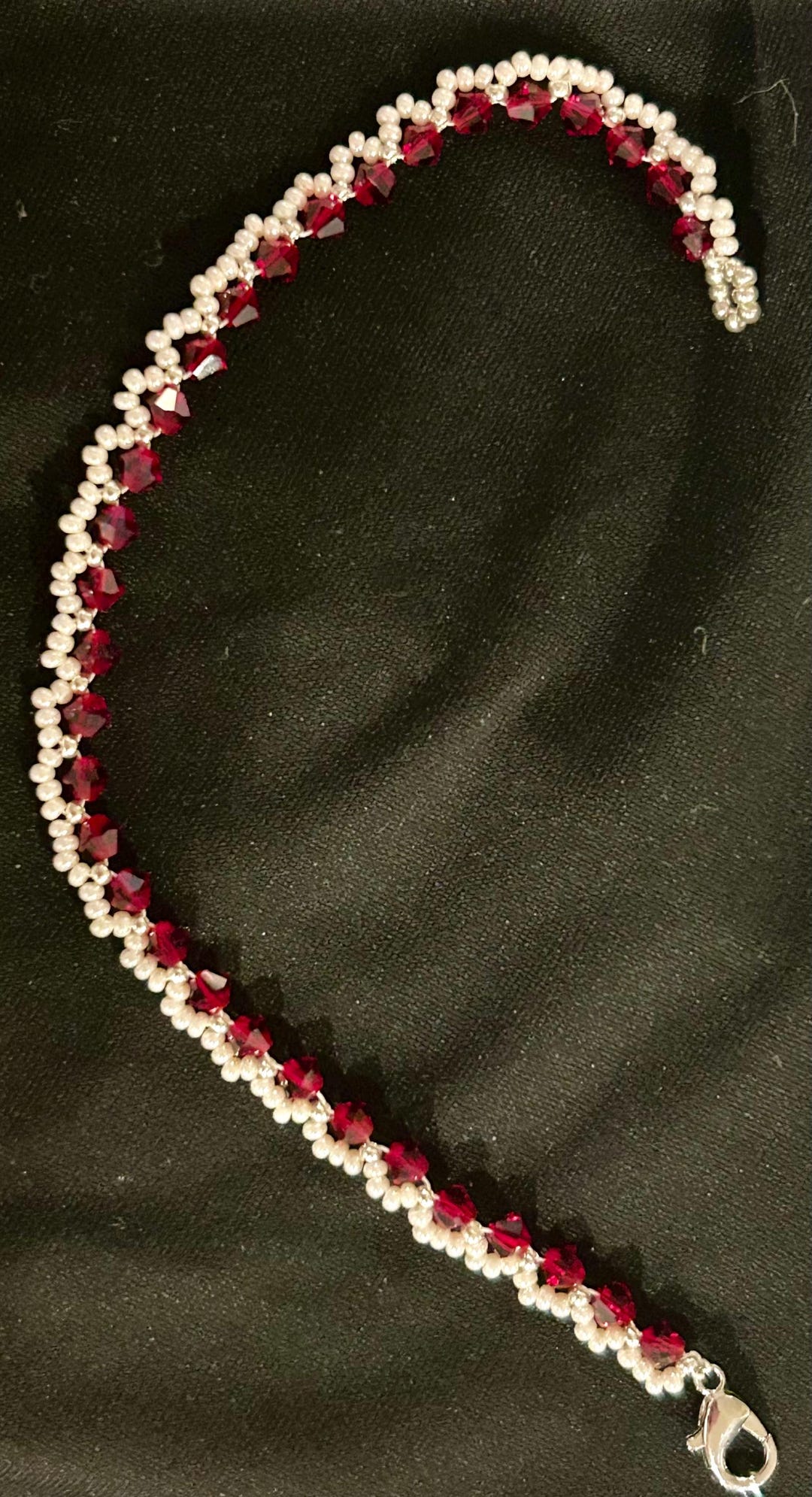 Red Czech Crystal and Cream Colored Seed Beads. Perfect for a Special ...