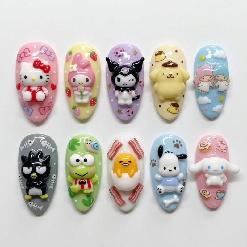3d Character Nail Set - Etsy