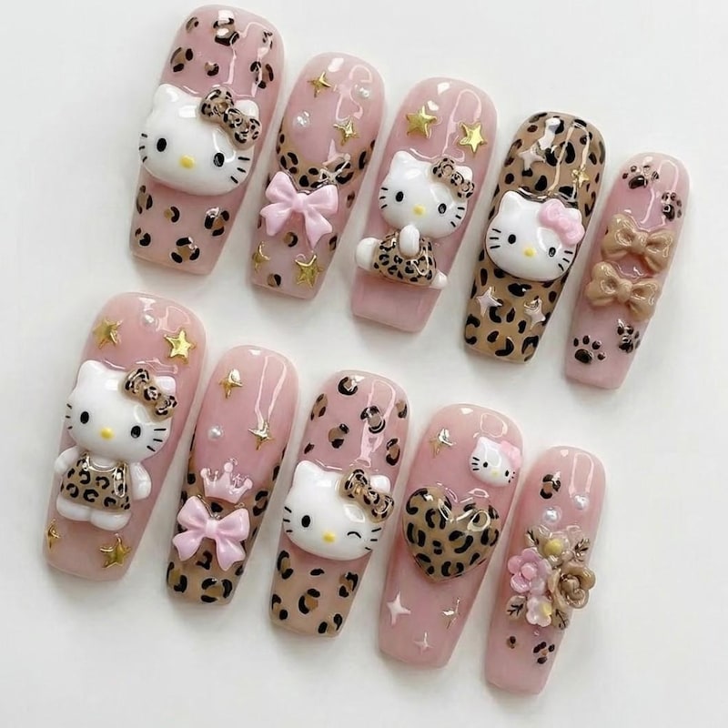 Leopard Kitty Nails - Etsy