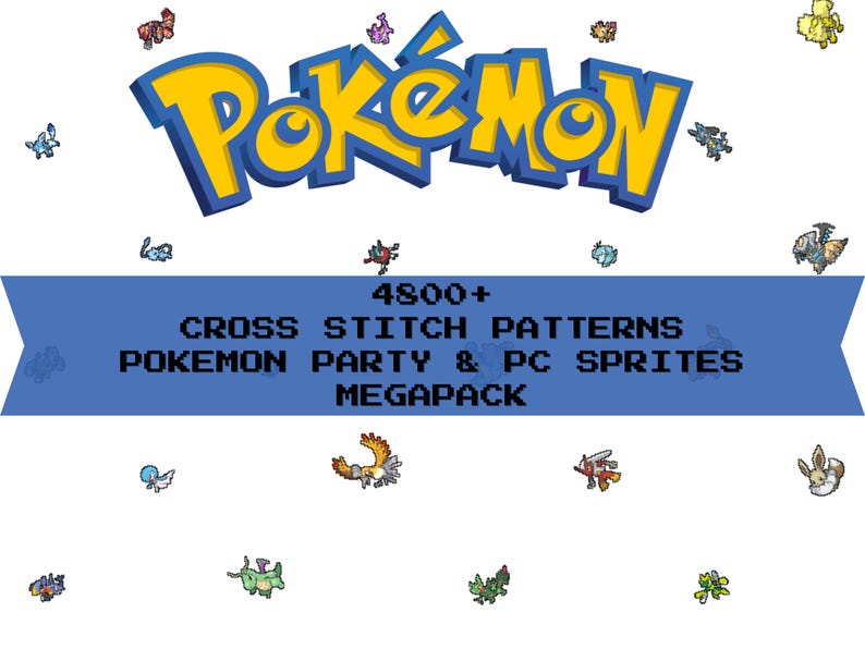 4800+ Patterns | Pokemon Party & PC Sprites Megapack! | Cross Stitch ...