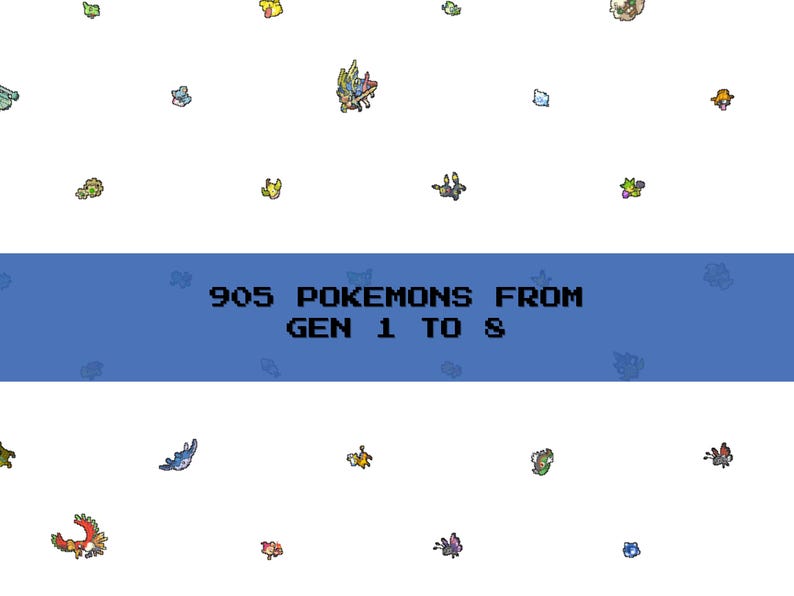 4800+ Patterns | Pokemon Party & PC Sprites Megapack! | Cross Stitch ...