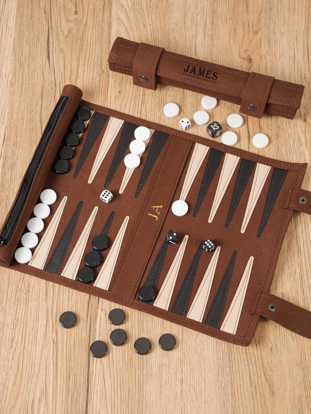 Custom Leather Backgammon Board | Personalized Backgammon Set | Name ...