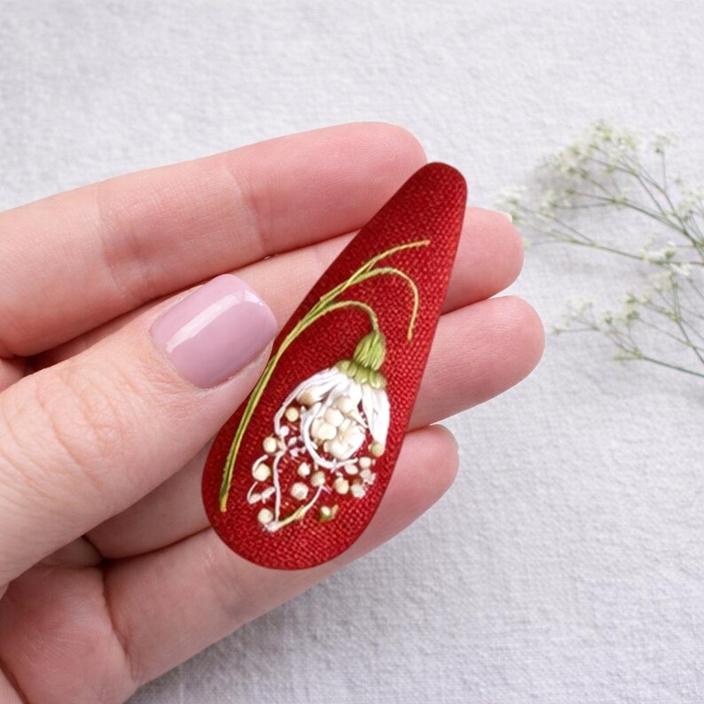 Handmade Embroidered Linen Hair Clip, Goose and Floral Design - Etsy