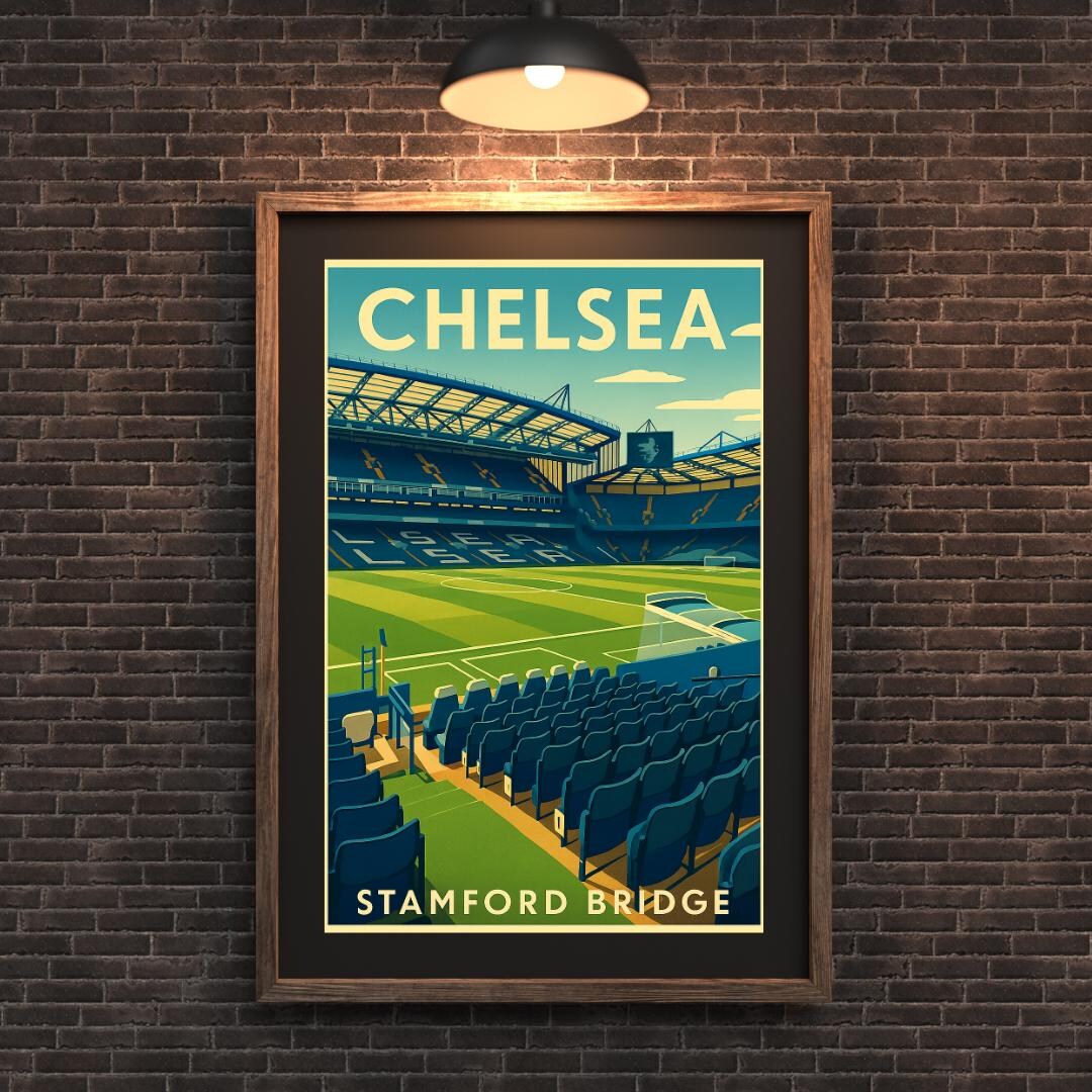 Stamford Bridge Print | Chelsea FC Poster | Vintage Football Stadium ...