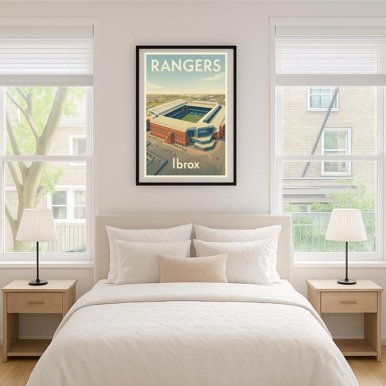 Rangers FC Ibrox Stadium Poster | Vintage Scottish Football Wall Art ...