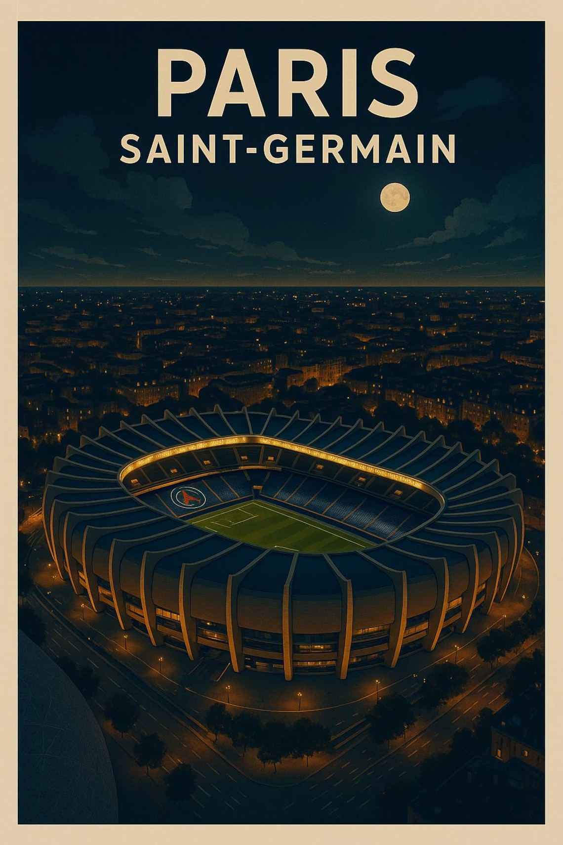 Vintage PSG Stadium Poster | Paris Saint-germain Football Art | Digital ...