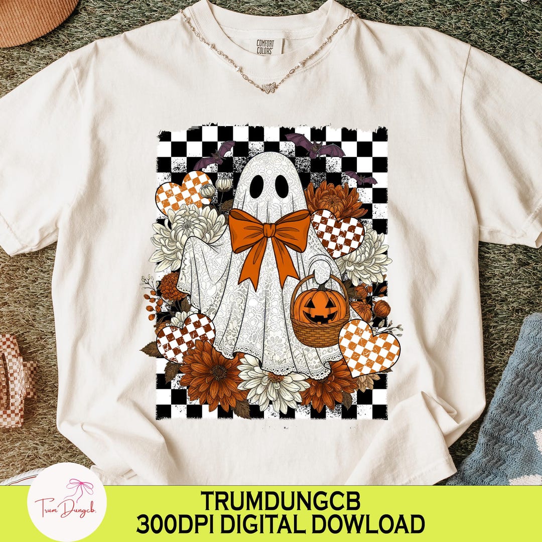 Retro Halloween Floral Fall Ghost Lace PNG, Vintage Spooky Ghost With ...