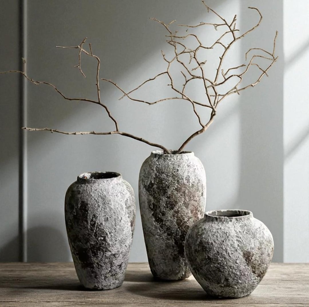 Handmade Grey Ceramic Vase: Rustic Minimalist Table Centerpiece - Etsy