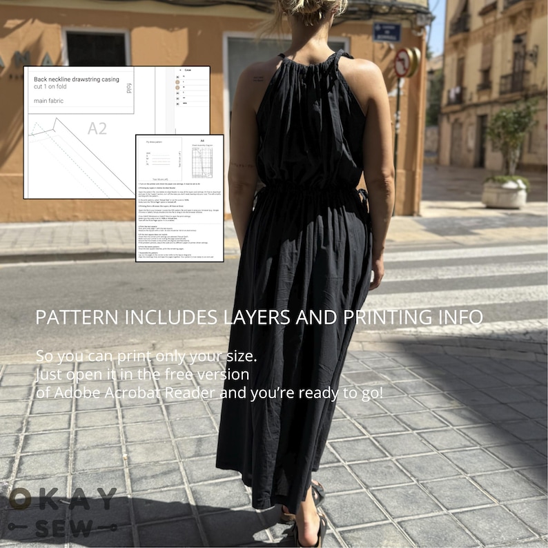 Boho Maxi Dress Sewing Pattern: Beginner-friendly A-line (PDF Pattern ...