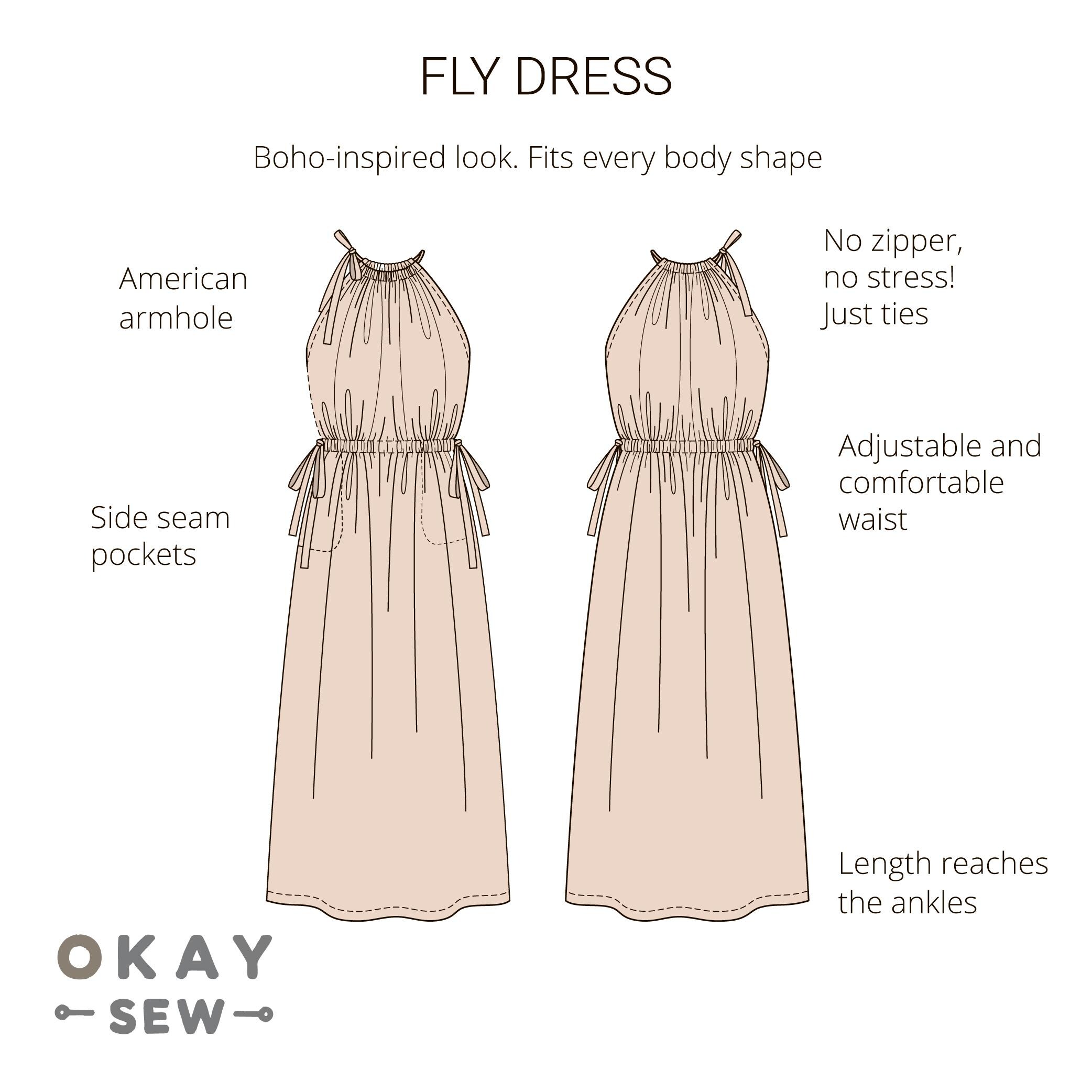 Boho Maxi Dress Sewing Pattern: Beginner-friendly A-line (PDF Pattern ...