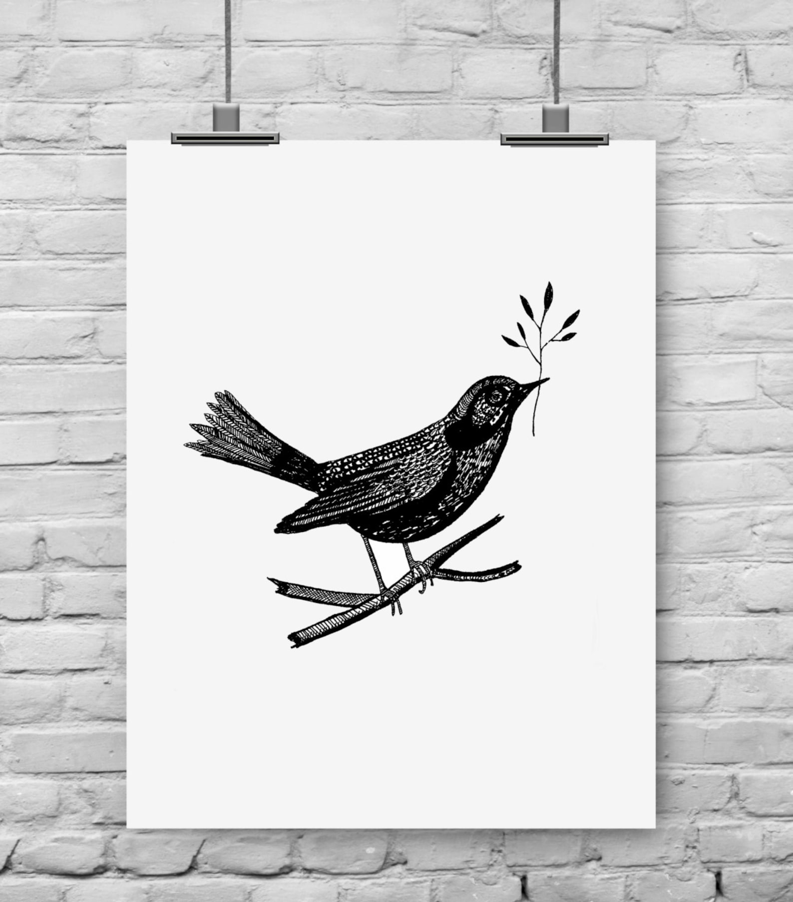 Peace Bird Illustrated Print Hand Drawn Illustrated Art Wall - Etsy