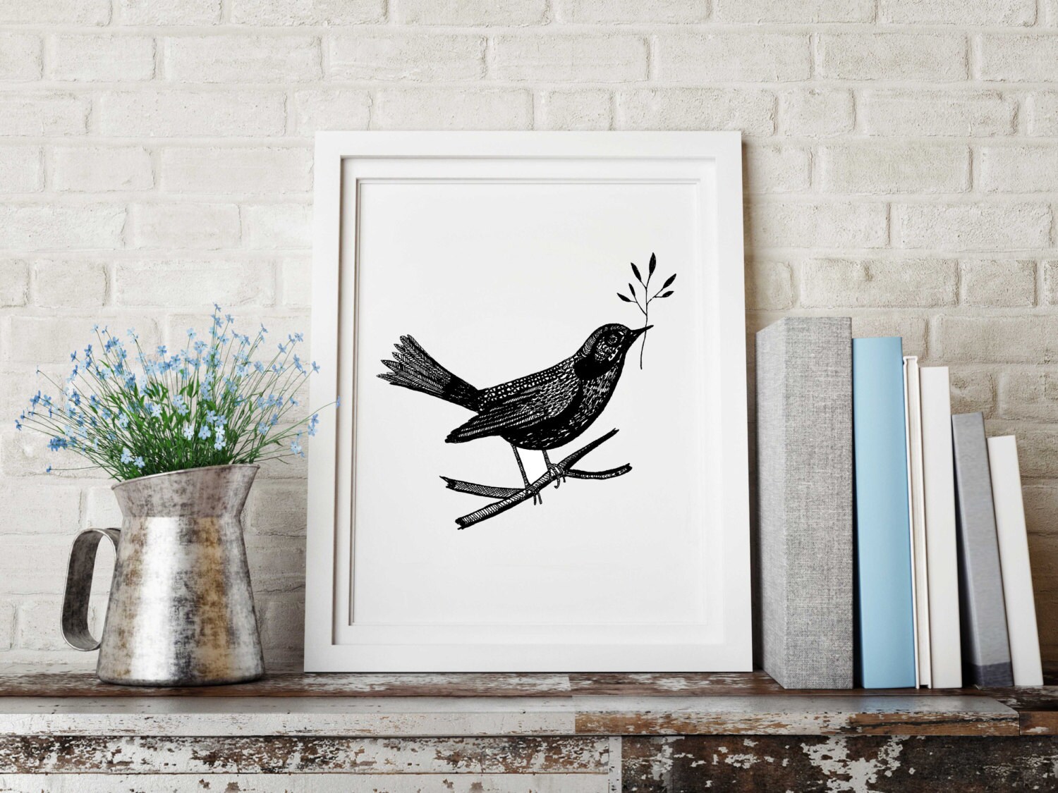 Peace Bird Illustrated Print Hand Drawn Illustrated Art Wall - Etsy