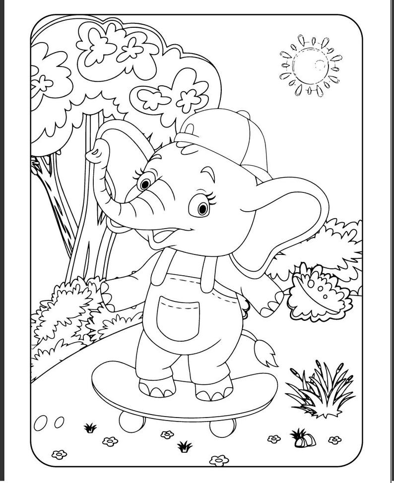 50 Cute Animal PDF Coloring Pages for Kids | KDP Interior Ready ...