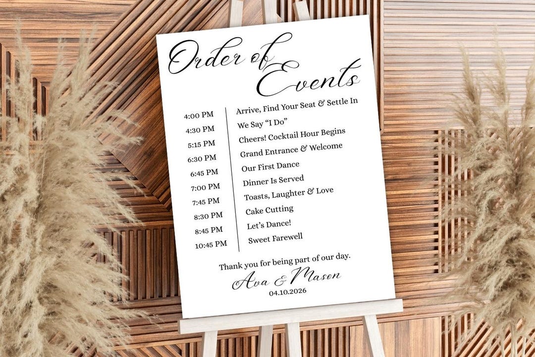 Wedding Timeline Sign Template, Order of Events Poster, Editable Canva ...