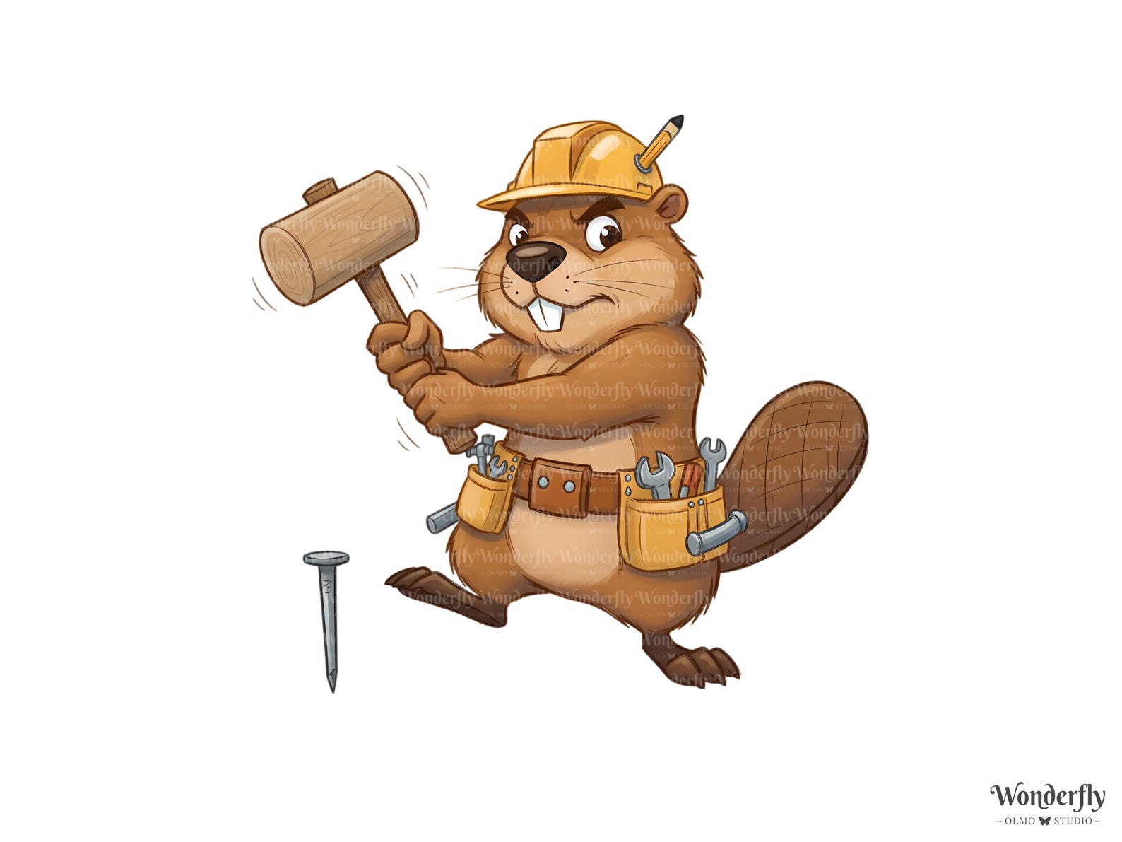 15 Cartoon Carpenter Beaver Clipart: Construction Pngs (digital ...