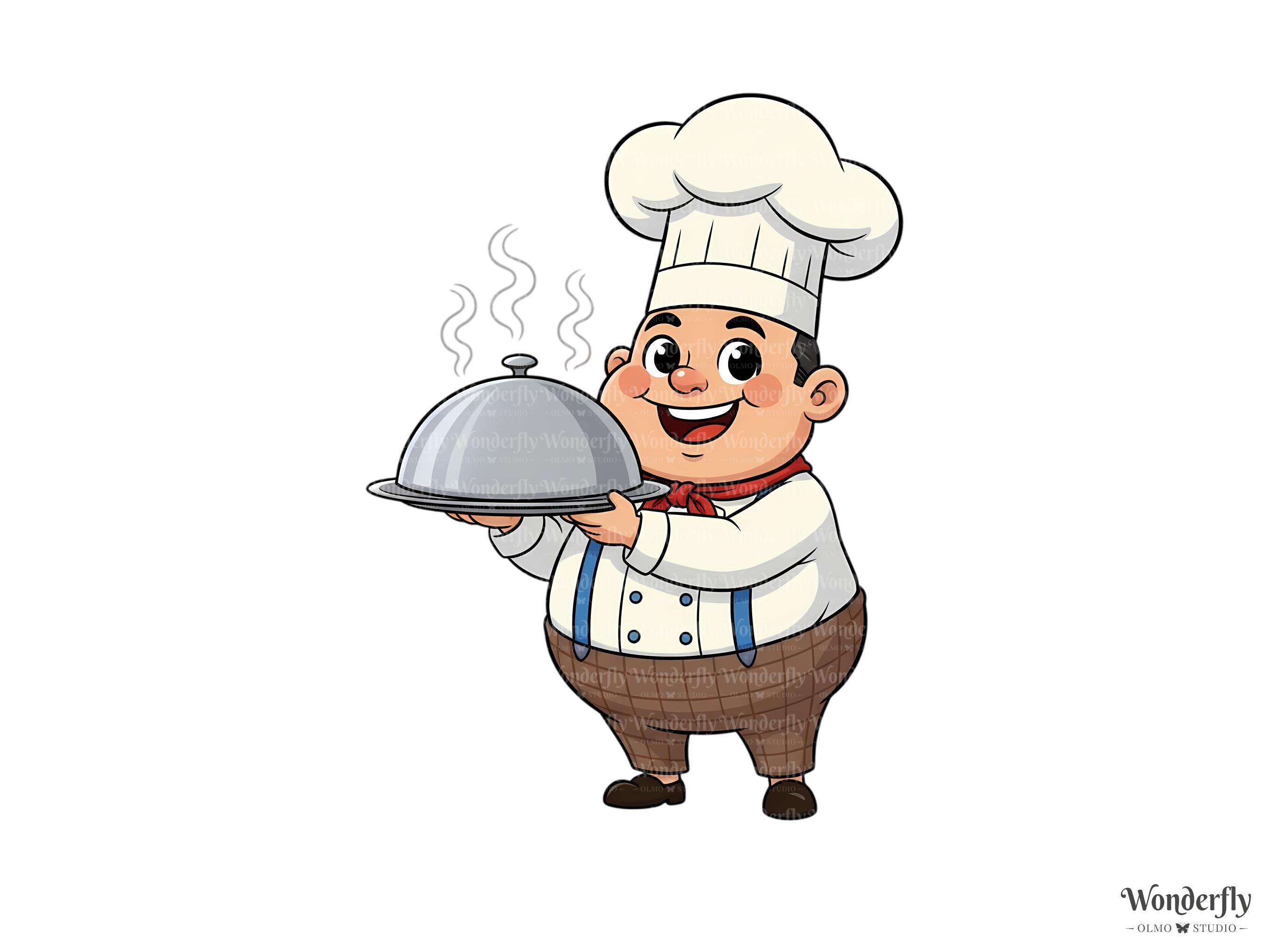 9 Cartoon Chubby Chef Clipart: Cooking Pngs (digital Download) - Etsy