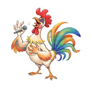 10 Cartoon Rooster Singer Musician Clipart: Band Pngs (digital Download ...