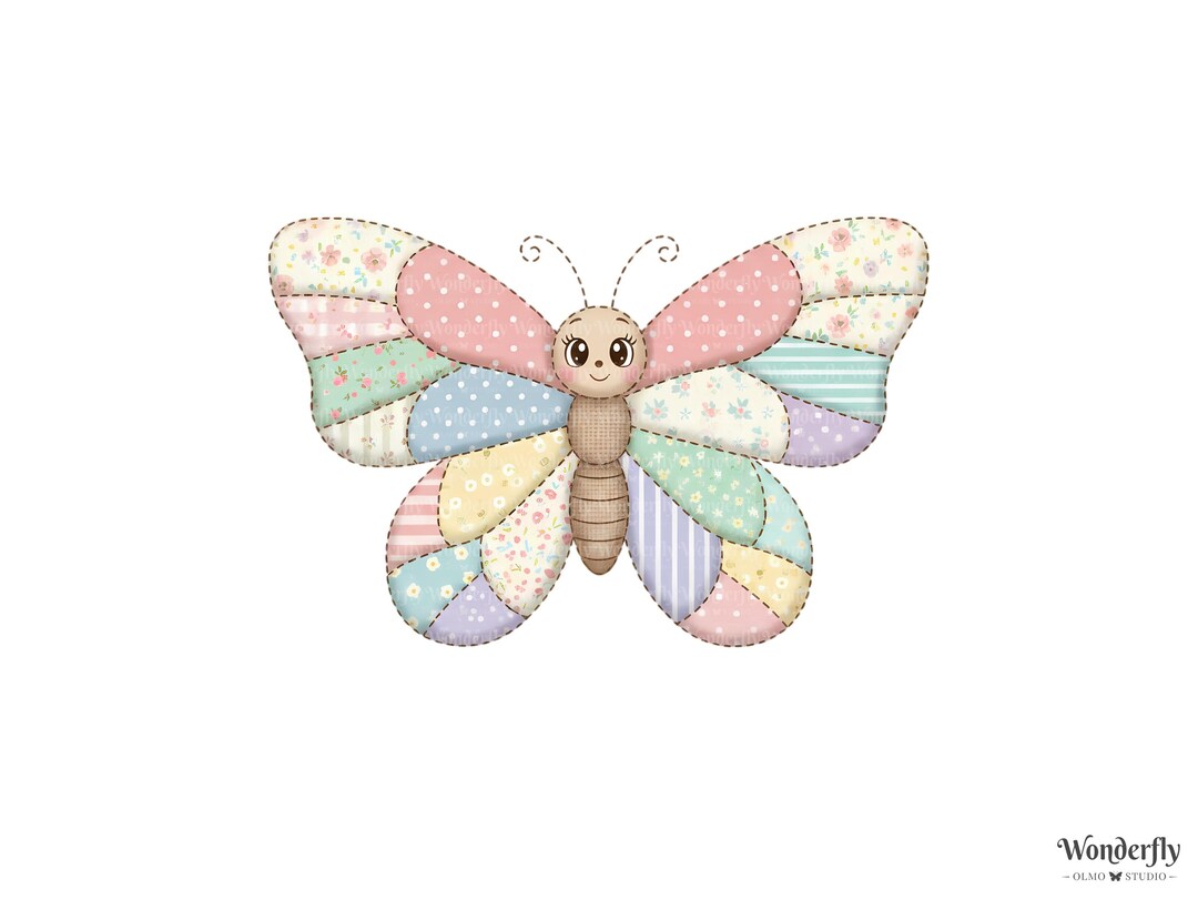 21 Patchwork Butterfly Clipart: Scrapbooking Pngs (digital Download) - Etsy