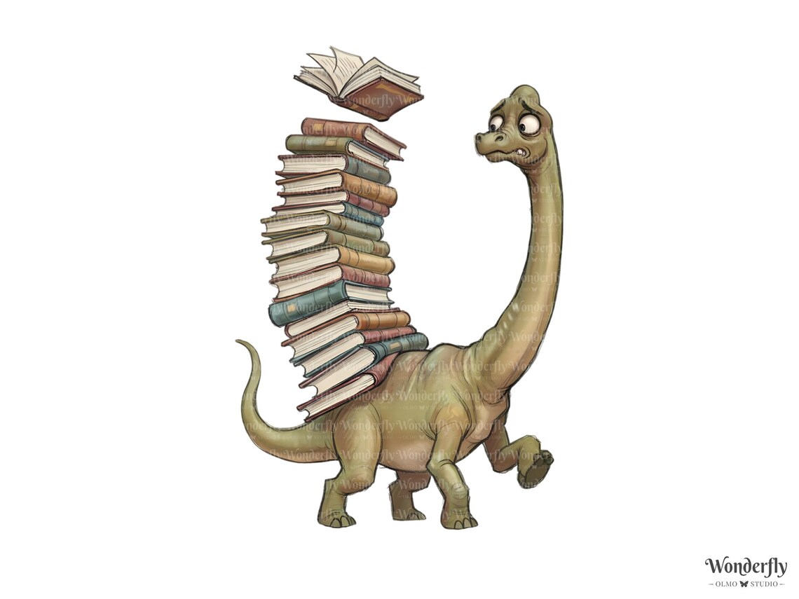 10 Dinosaurs and Books Clipart: Illustration Pngs (digital Download) - Etsy