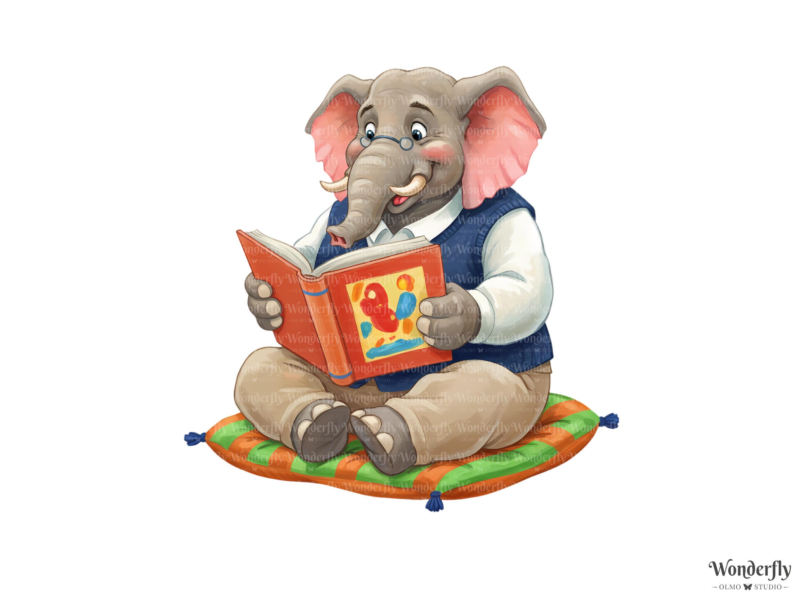 11 Elephant Reading Book Clipart: Nursery Pngs (digital Download) - Etsy