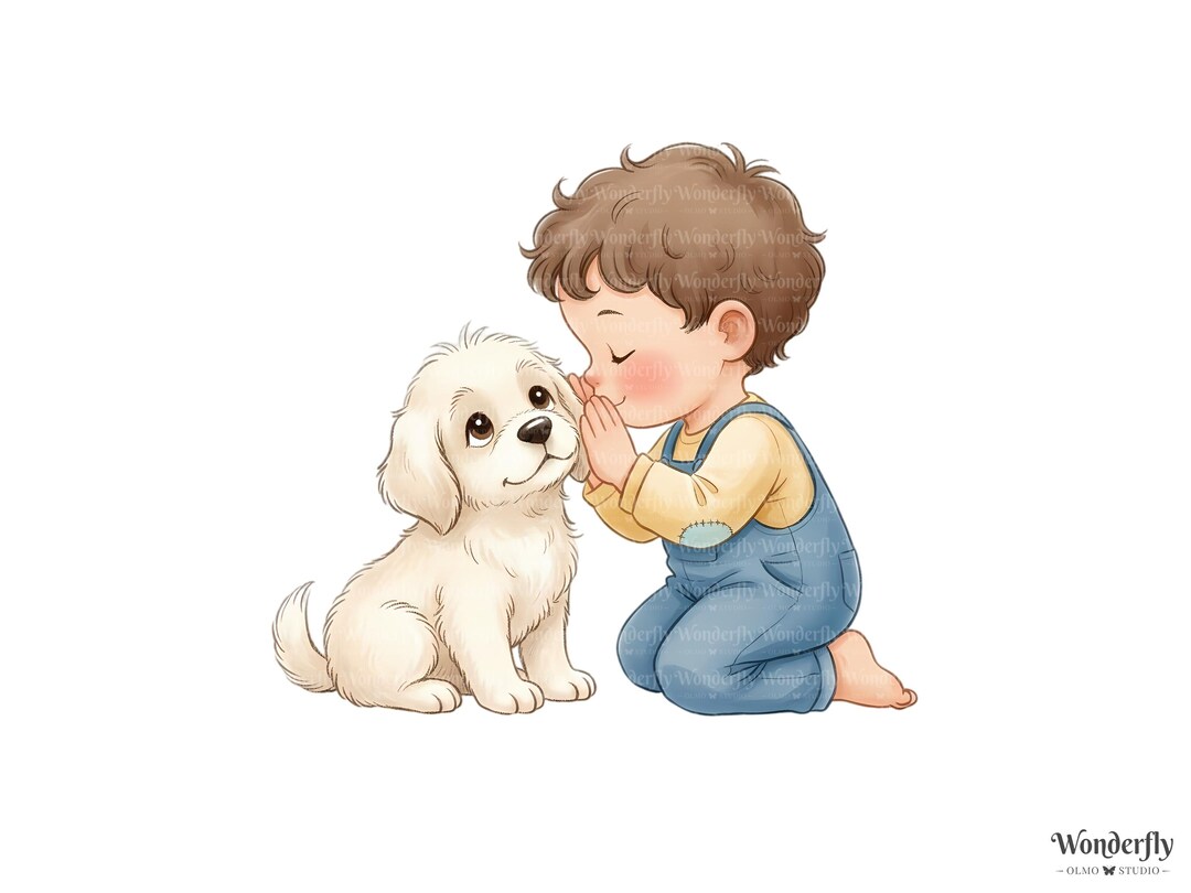 9 Little Boys With Little Dogs Clipart: Nursery Pngs (digital Download ...