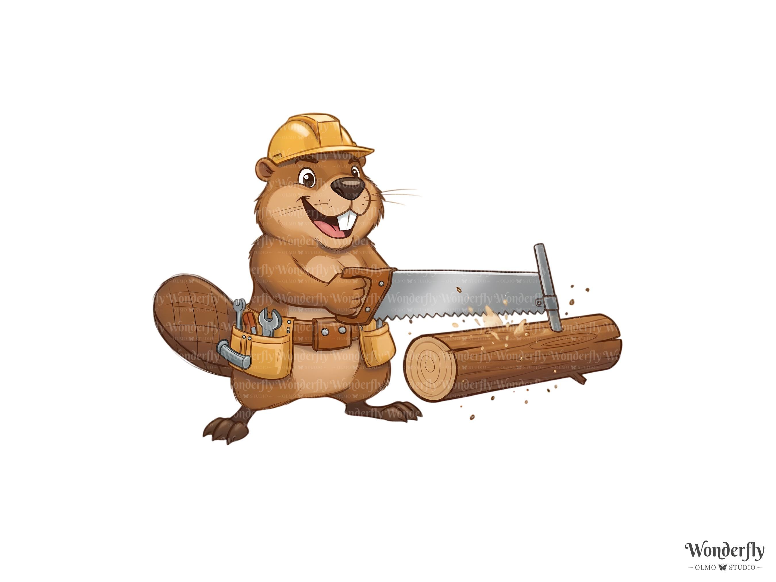 15 Cartoon Carpenter Beaver Clipart: Construction Pngs (digital ...