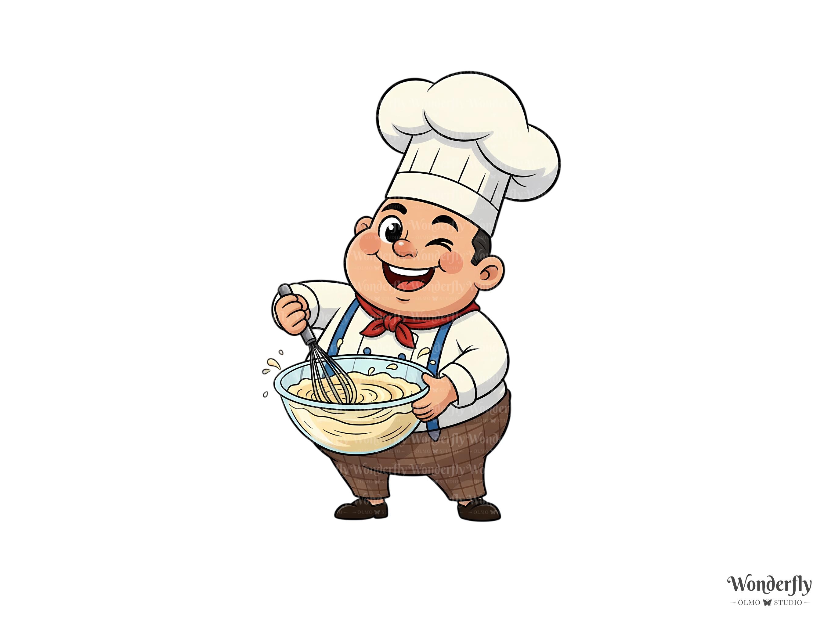 9 Cartoon Chubby Chef Clipart: Cooking Pngs (digital Download) - Etsy