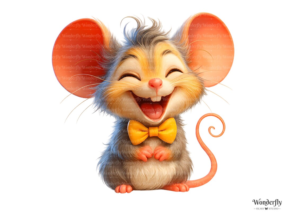 Mouse Clipart Set: 12 Cute Cartoon Mice With Bow Tie Pngs for Stickers ...
