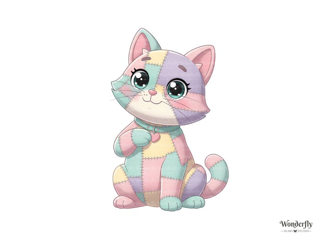 10 Cute Patchwork Cat Clipart: Pastel Pngs (digital Download) - Etsy