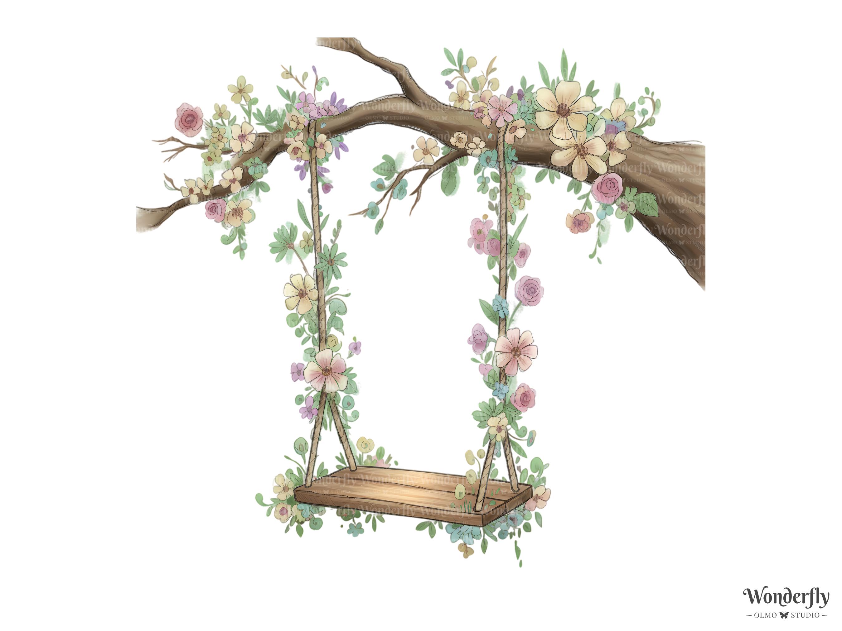 16 Floral Swing Clipart: Watercolor Pngs (digital Download) - Etsy