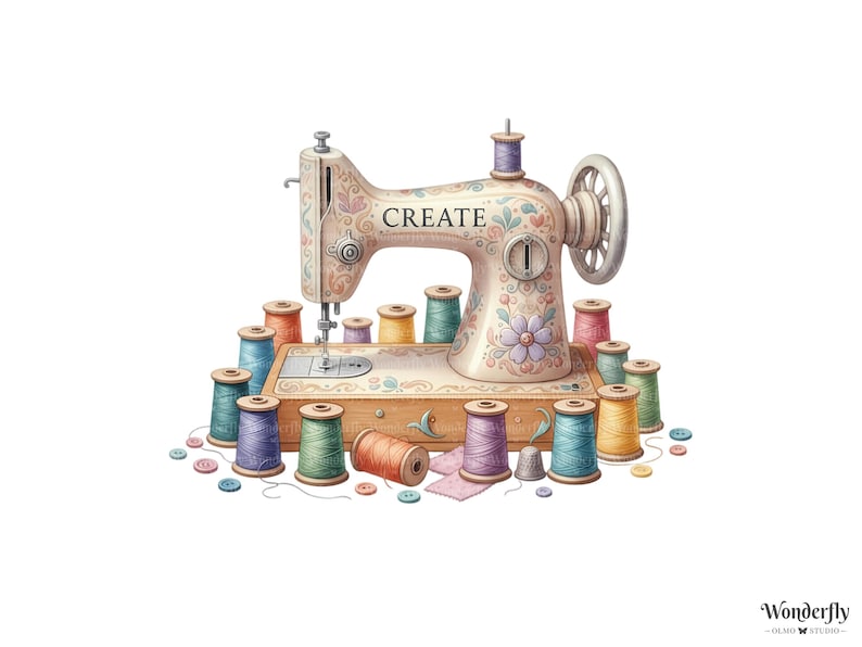 9 Watercolor Sewing Machine Clipart: Craft Pngs (digital Download) - Etsy