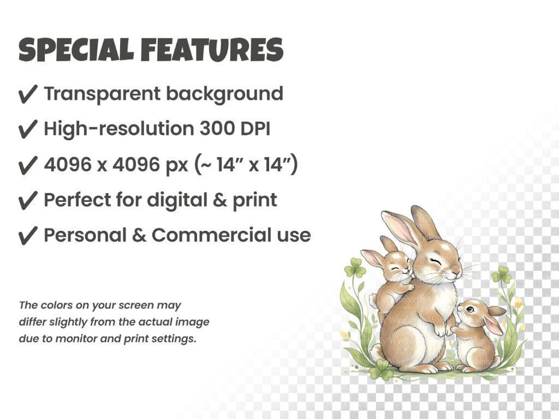 9 Rabbit Family Clipart: Watercolor Pngs (digital Download) - Etsy