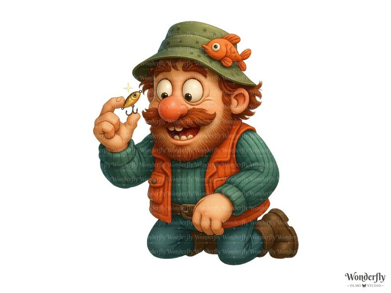 12 Goofy Cartoon Fisherman Clipart: Angler Pngs (digital Download) - Etsy