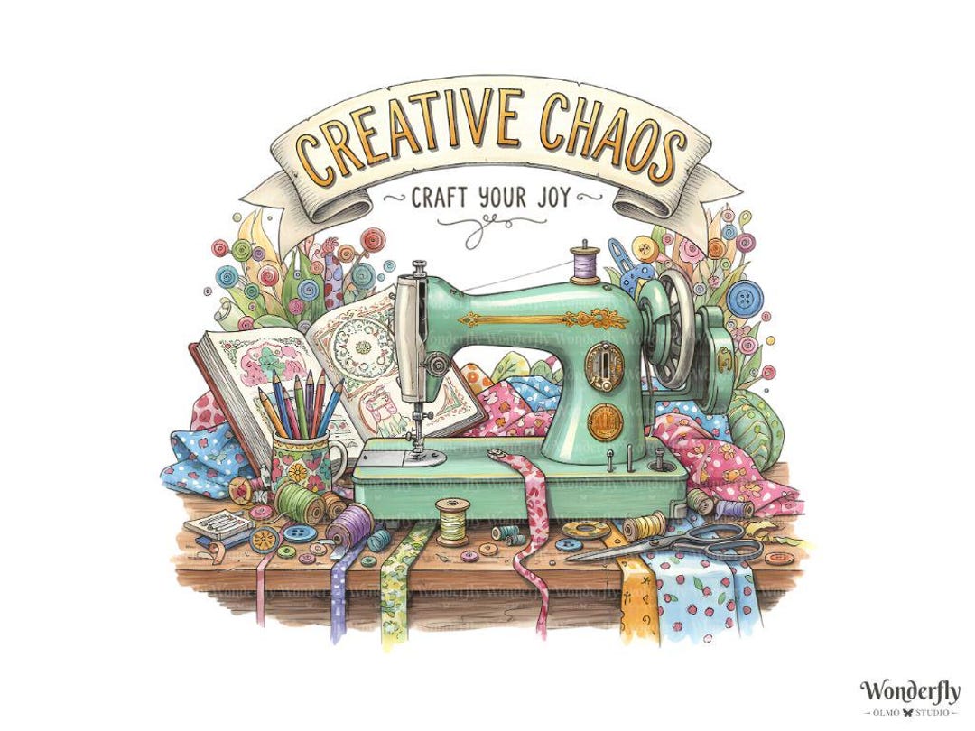 11 Chaotic Vintage Sewing Machine Clipart: Watercolor Pngs (digital ...