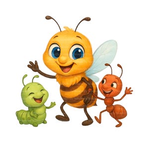 Cartoon Bee and Friends Clipart Set: Kids Crafts Pngs (digital Download ...