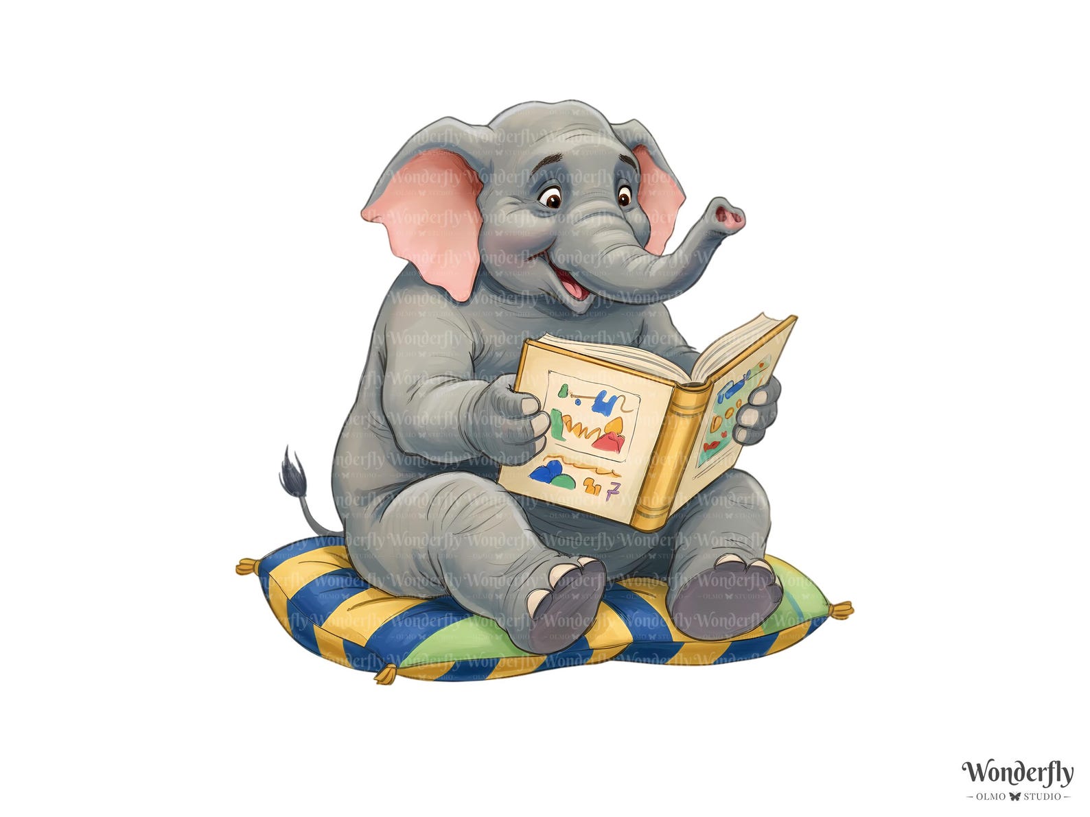 11 Elephant Reading Book Clipart: Nursery Pngs (digital Download) - Etsy